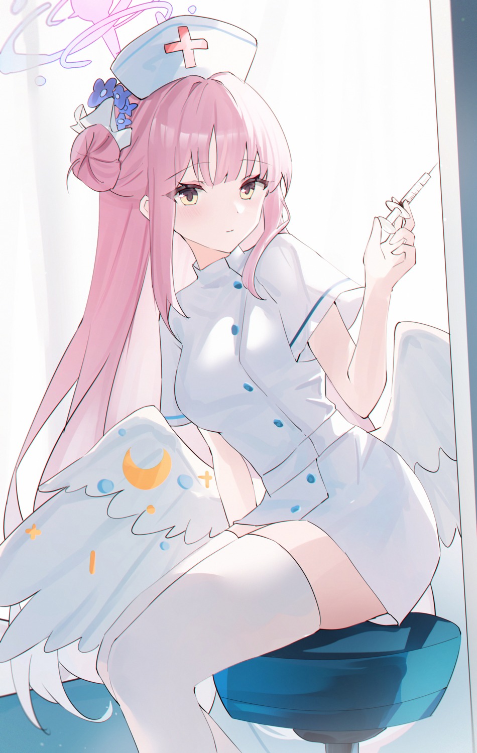 usagi (786113654) blue archive misono mika angel nurse thighhighs wings | #1233319 | yande.re